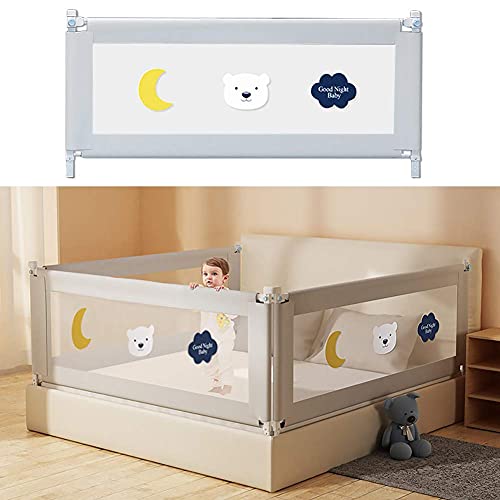 Bed Rail for Toddlers, 60’’70’’75“78’’86’’ Extra Long Baby Bed Rail Guard Lifting Vertically, 1 Side of Free-Tool Assembled Bed Rail Guard for Toddlers Fit Queen Bed, King Bed (75 Inch, Grey Moon)