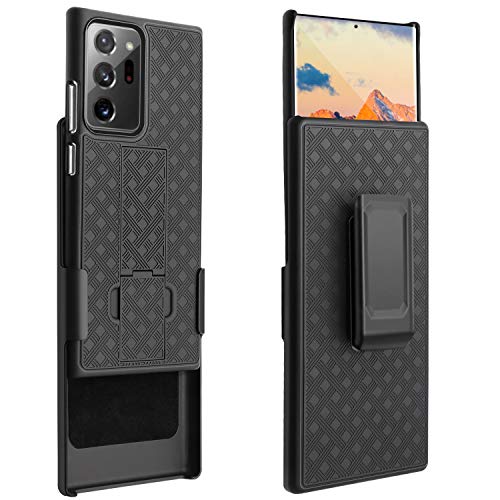 Samsung Note 20 Ultra Case, Fingic Note 20 Ultra Holster Case Combo Shell Slim Rugged Case with Built-in Kickstand Swivel Belt Clip Holster Shockproof Cover for Samsung Note 20 Ultra 6.9 inch, Black