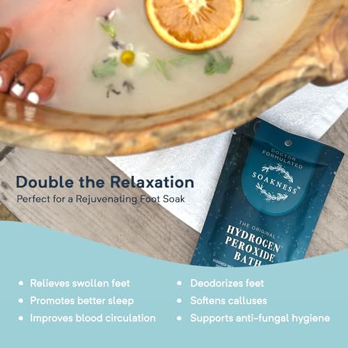 Soakness Hydrogen Peroxide Epsom Salt Bath Soak & Foot Spa (3-Pack) β Patented Formula for Muscle Recovery, Skin Detoxification & Relaxation β Created with Doctor Expertise - Foot Soak for At-Home Spa