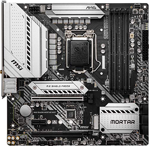 MSI MAG B460M Mortar WiFi Gaming Motherboard (mATX, 10th Gen Intel Core, LGA 1200 Socket, DDR4, CFX, Dual M.2 Slots, USB 3.2 Gen 1, 2.5G LAN, DP/HDMI, Wi-Fi 6 Pre-Certified)