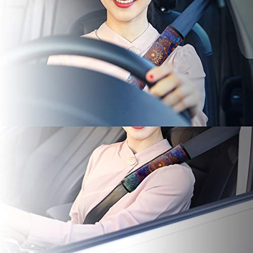 2-Pack Car Safety Seat Belt Strap Shoulder Pad for Car Seat Belt, Backpack, Shoulder Bag, Laptop Computer Bag & 1 Pack Handle Wraps/Grip/Identifier for Travel Bag Luggage Suitcase Baby Carriage