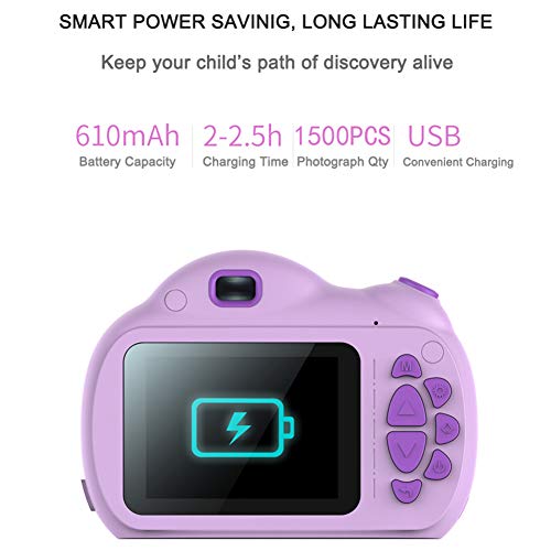 Mini Digital Camera Child Camera Toy Cartoon Video Recorder Can Shoot Camera 1080P 8MP Camera,Purple,8GB