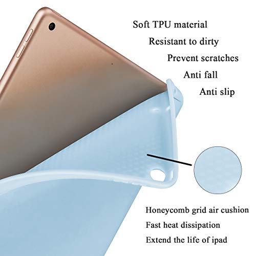 SIWENGDE Compatible for iPad 10.2 inch 9th/8th/7th Generation Case(2021/2020/2019) with Pencil Holder, Slim Soft TPU Smart Trifold Stand Protective Full Body Cover, Auto Sleep/Wake(Light Blue)
