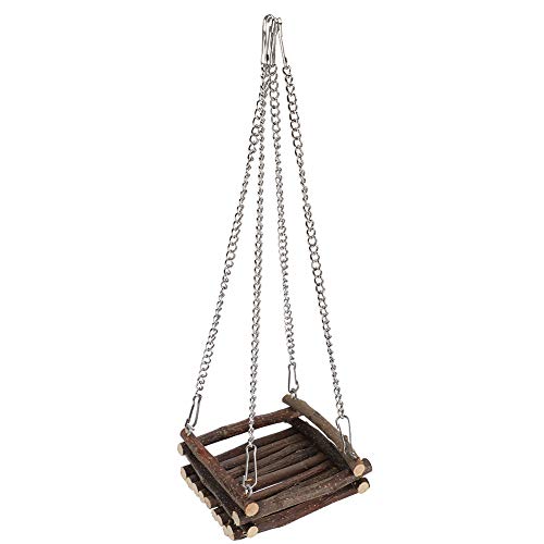 Goick Hamster Hammock-Wooden Hamster Swing Hammock Small Pet Toy Molar Supplies Pet Cage Accessories