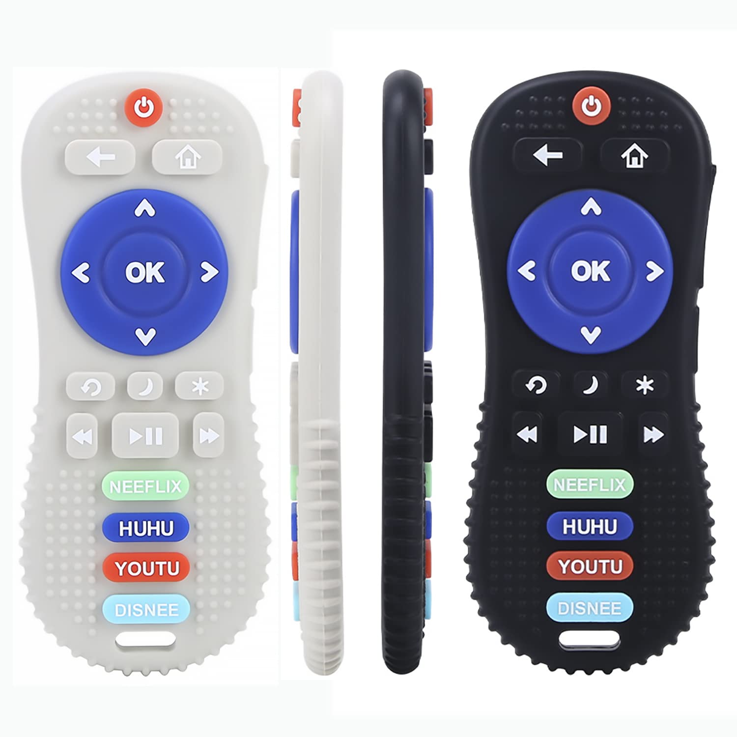 2 Pack Remote Teether for Baby, Teething Toys for Babies 3-6-12 Months TV Remote Control Shape Silicone Baby Hand Teethers -Infant Chewing Toys for Sucking Needs-Safety Tested