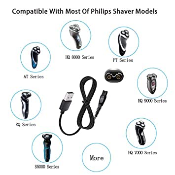 Replacement USB Charger Cable Compatible for Philips Norelco HQ850 5000 7000 3000 4100 6100 7500 8900 9300 9700 Series Beard Trimmer Electric Shaver Razor Charging Cable Power Cord