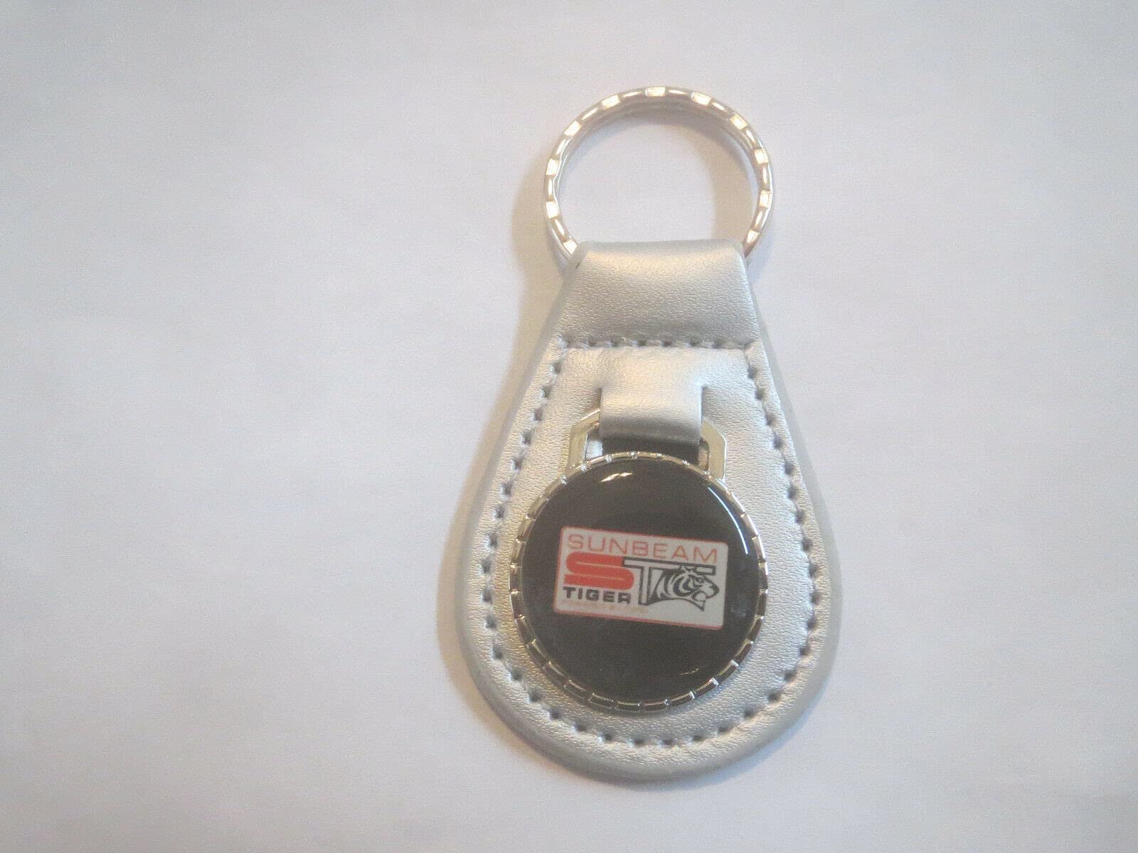 1960's SUNBEAM TIGER VINTAGE LOGO LEATHER KEYCHAIN - SILVER