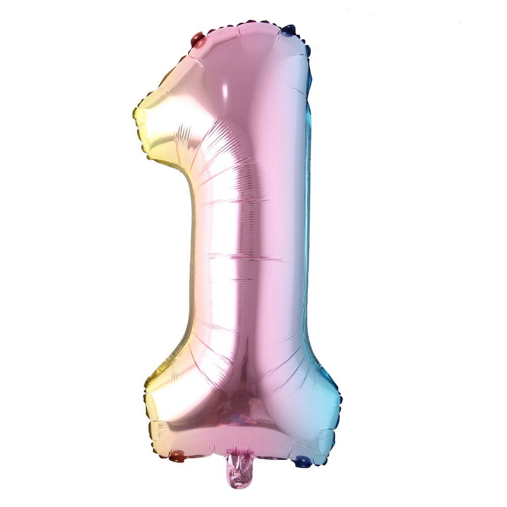 32 Inch Number Balloons Foil Ballon Rainbow Gradient Digit Ball Colorful Wedding Birthday Party Decoration Baby Shower Supplies (32 inch Rainbow 1)