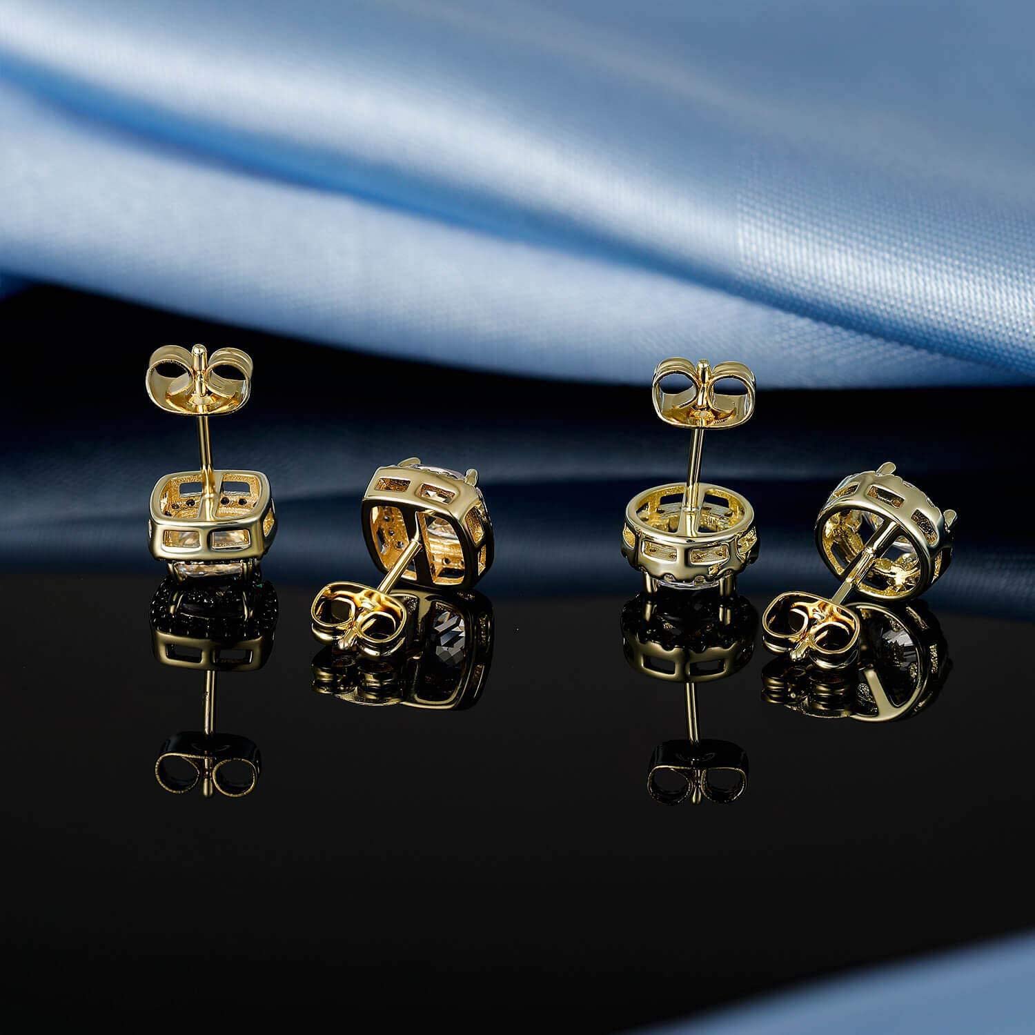 14K Gold Plated Earrings Cubic Zirconia Simulated Diamond Stud Earrings for Women Men