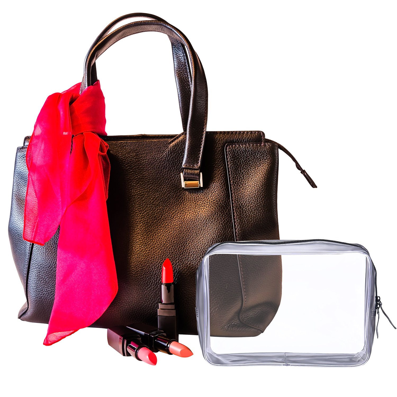 5 Pack Clear PVC Zippered Toiletry Carry Pouch Portable Cosmetic Makeup Bag for Vacation, Bathroom and Organizing, Transparent, L