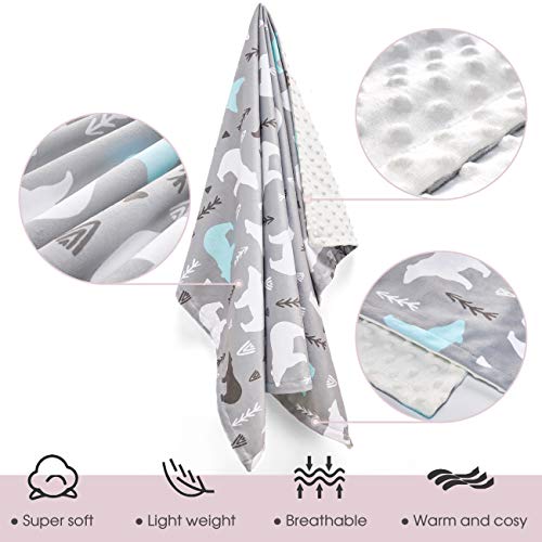 Baby Blanket for Boys Girls Baby Blankets Newborn,Super Soft Comfy,Patterned Minky with Double Layer,Dotted Backing, 30 x 40 Inch,Bears
