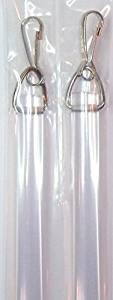 48" Heavy Duty Clear Acrylic Drapery Baton Curtain Wands 1/2" Thick with Stainless Steel Snap Hooks (2-Pack)