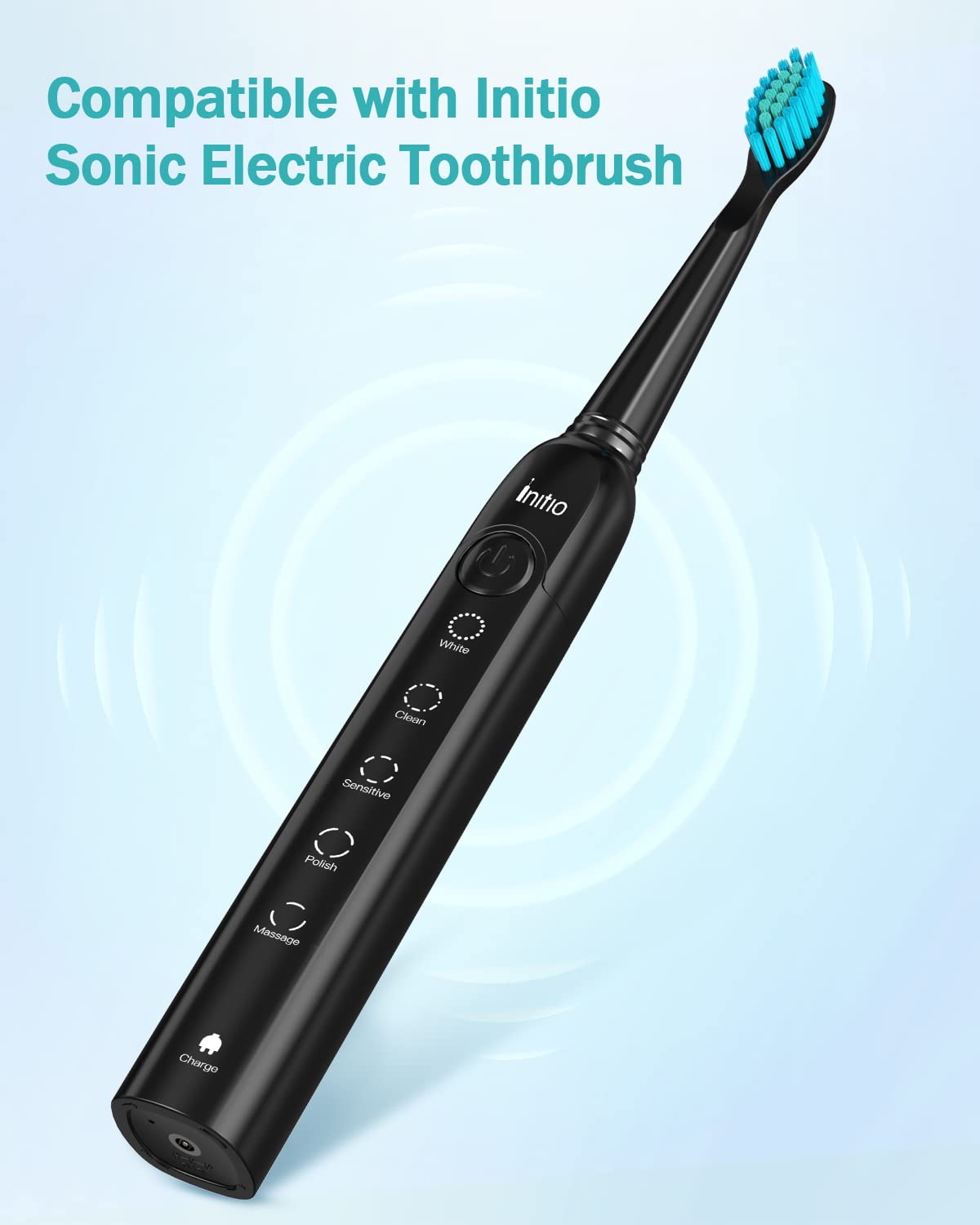 Initio IT959 Replacement Toothbrush Heads Compatible with Dnsly, Professional Electric Toothbrush Heads for SEAGO 958 507 M10 M8, CleanCare Toothbrush Heads Compatible with Oraimo 2303, 3 Pack, Black