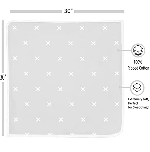 Baby Blankets – Soft Pure Cotton Blankets – 6 Pack of Breathable Swaddle Blankets – Unisex Baby Swaddle Blanket for Boys and Girls in Grey White Designs – Multi Use Blankey – 30 x 30 inches