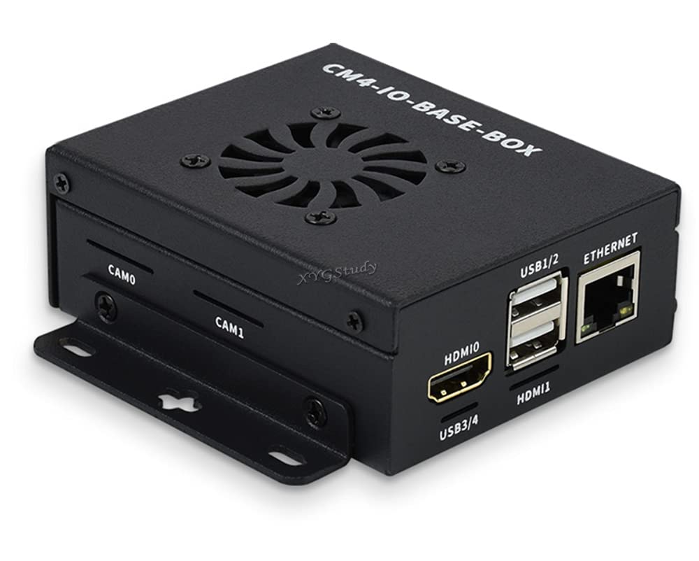 Mini-Computer Based on Raspberry Pi Compute Module 4 (NOT Included) with Mini IO Board Full Ver and Metal Case and Cooling Fan @XYGStudy (CM4-IO-BASE-BOX-B)