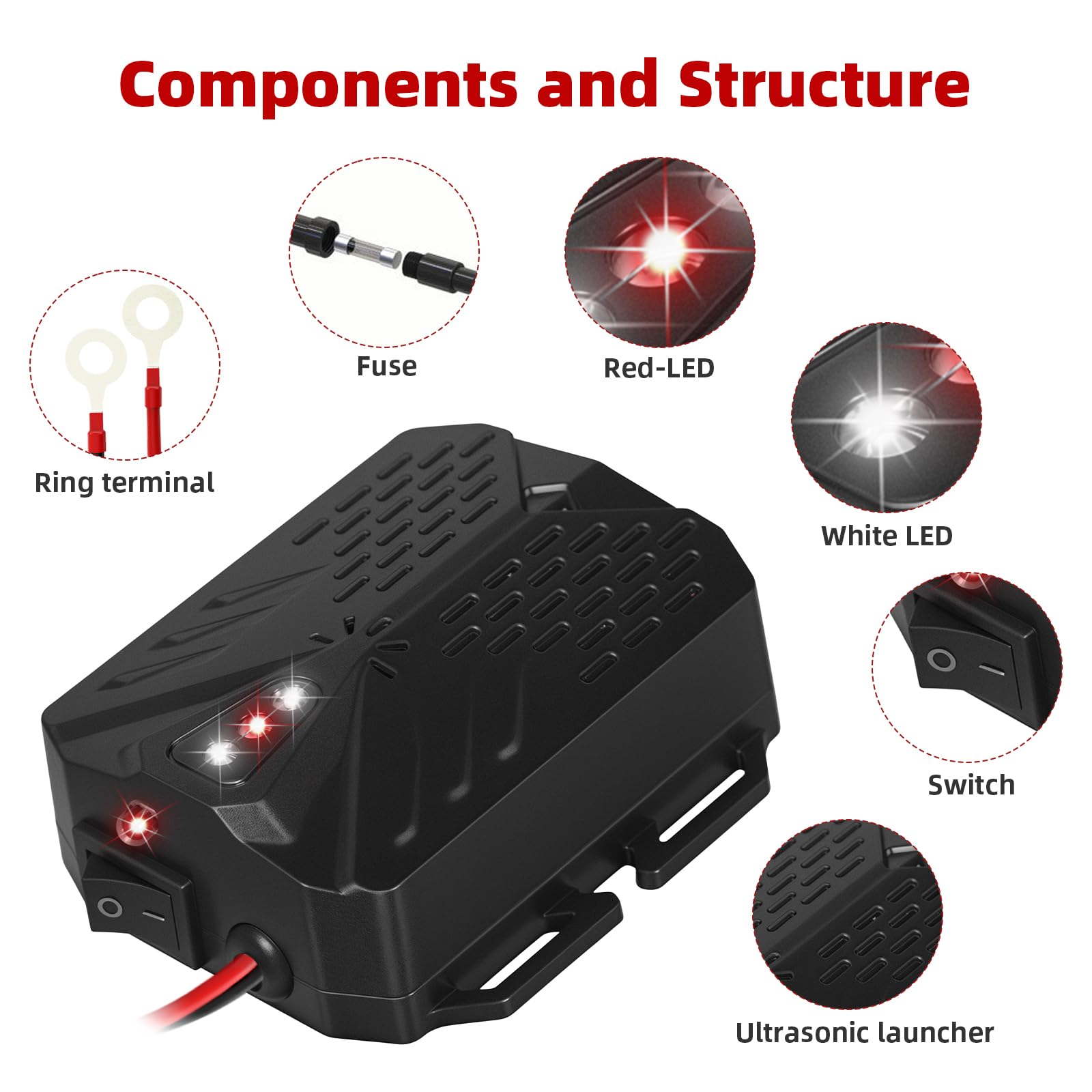 2 Pack Rodent Repellent Ultrasonic Under Hood Animal Repeller with Strobe Light, Professional Ultrasonic Mouse Repellent Squirrel Repellent Rodent Repellent for Car Engines Vehicle Protection