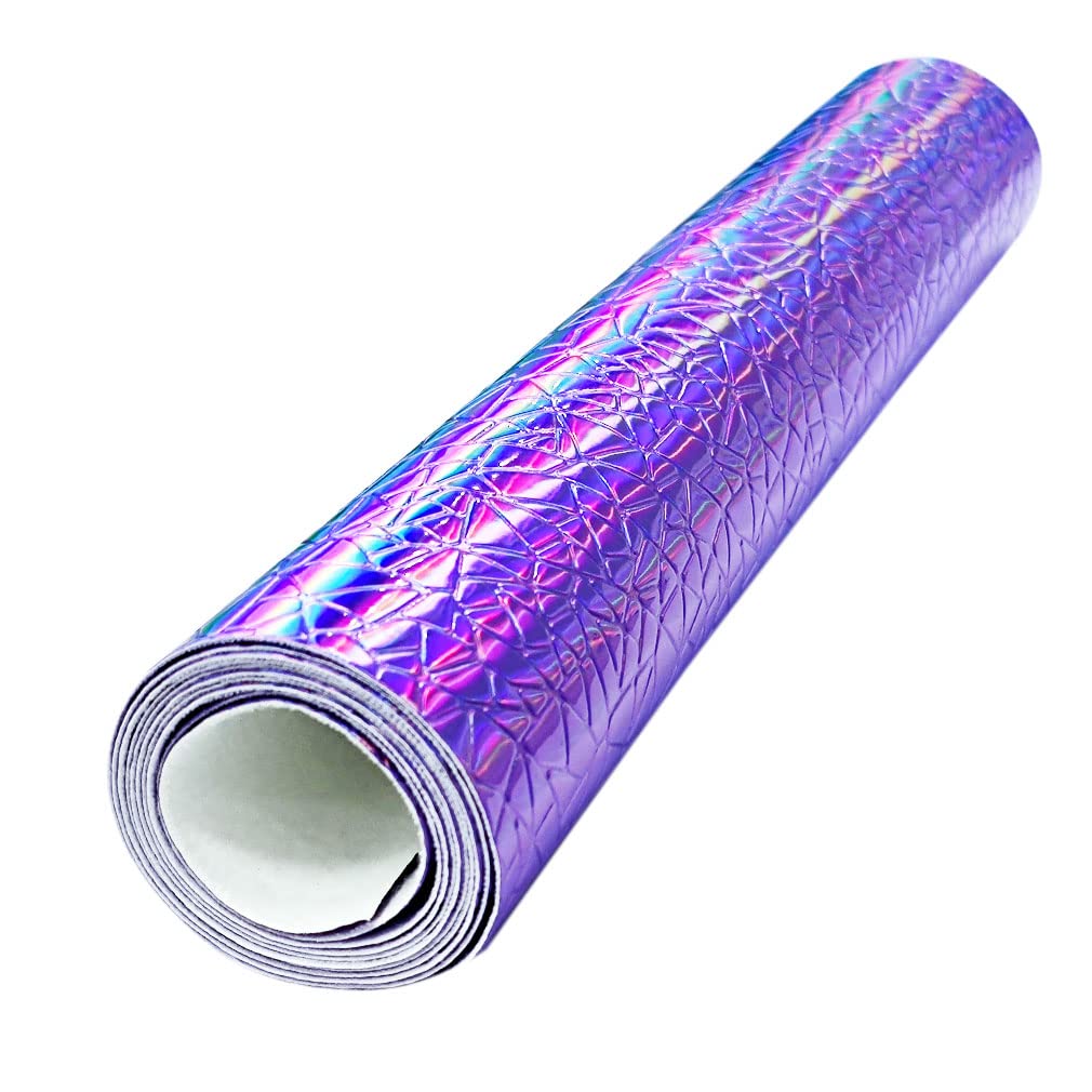 HYANG Mirror Embossed Metal Water Cube Lavender PU Faux Leather Sheets 1 Roll 12"X53"(30cmX135cm), Faux Leather Very Suitable for Leather Earrings, Bows, Handbag ,Sewing ,Crafts Making