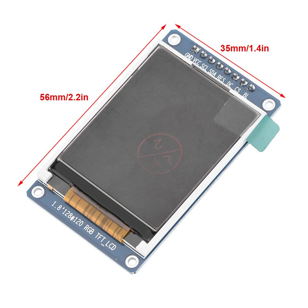 Bewinner 1.8inch LCD Display Module, TFT Screen Module 128 x 160 Resolution Onboard Driver ST7735 SPI Interface, Full-Color LCD Screen Display Controller Module