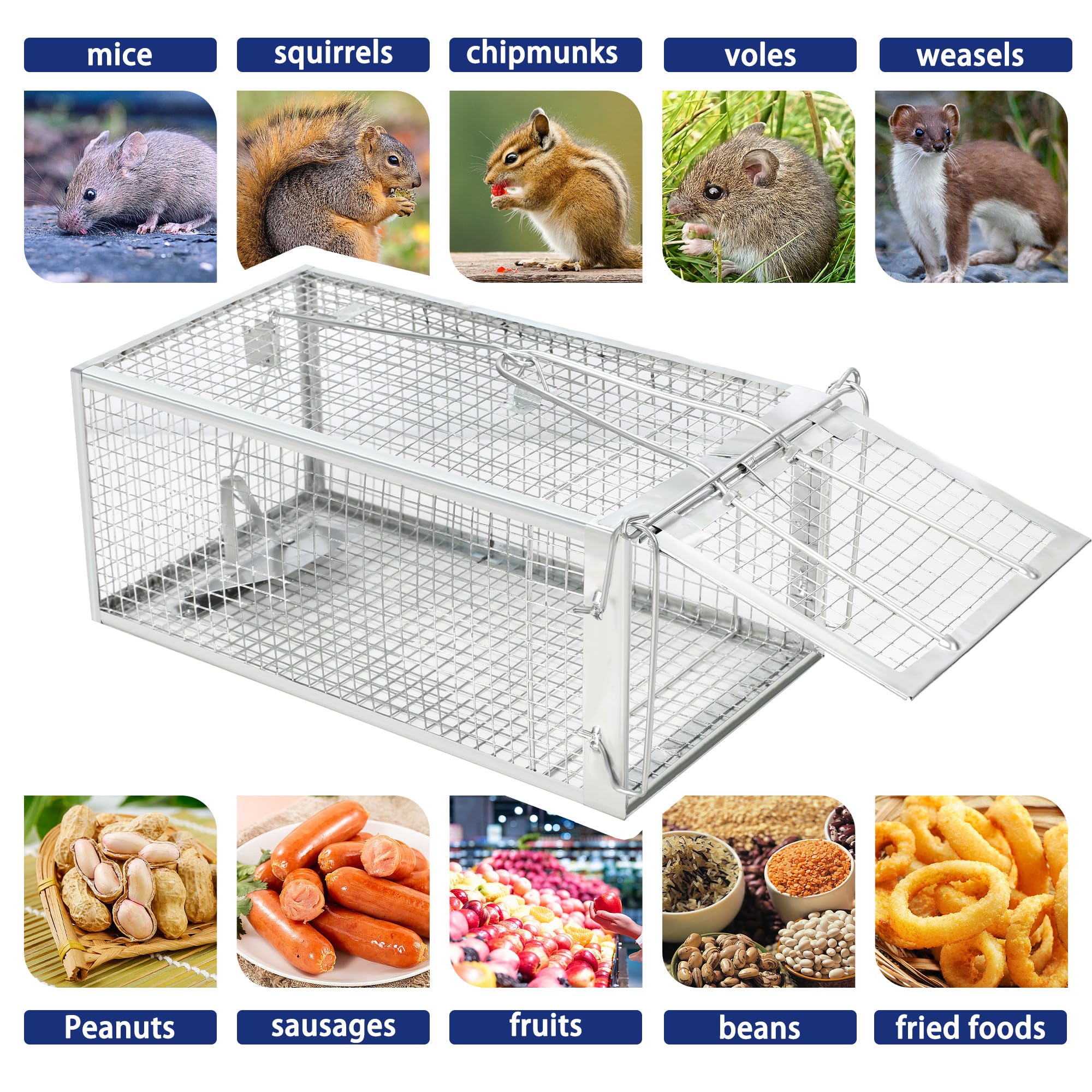 2 Pack Humane Rat Traps - Have a Heart Mouse Trap for Squirrel Mouse Rat Mice, Live Rat Traps Catch and Release for Indoors and Outdoors