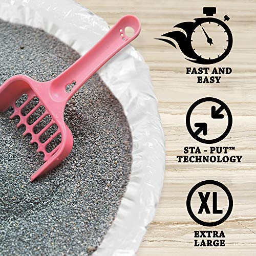 Alfapet Kitty Cat litter box Disposable, Elastic Liners- 30 count For Large, X-Large, Giant, Extra-Giant Litter Pans- With Sta-Put Technology for Firm, Easy Fit- Quick + Clever Waste Cleaners, 3 pack