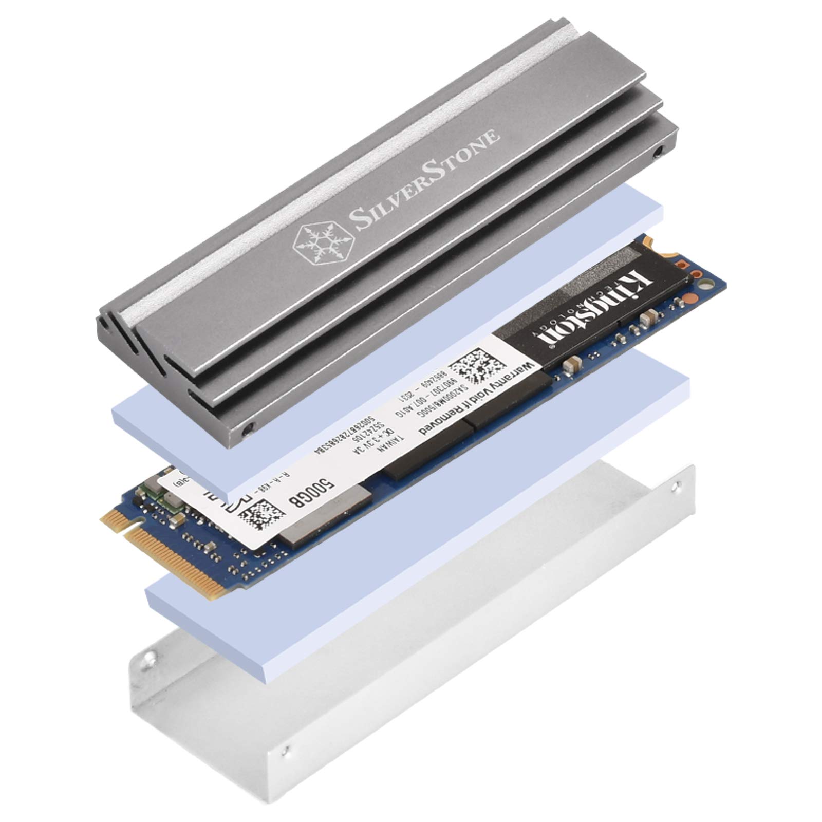 SilverStone Technology TP04 Aluminum Alloy M.2 SSD Cooling kit, TAA Compliant