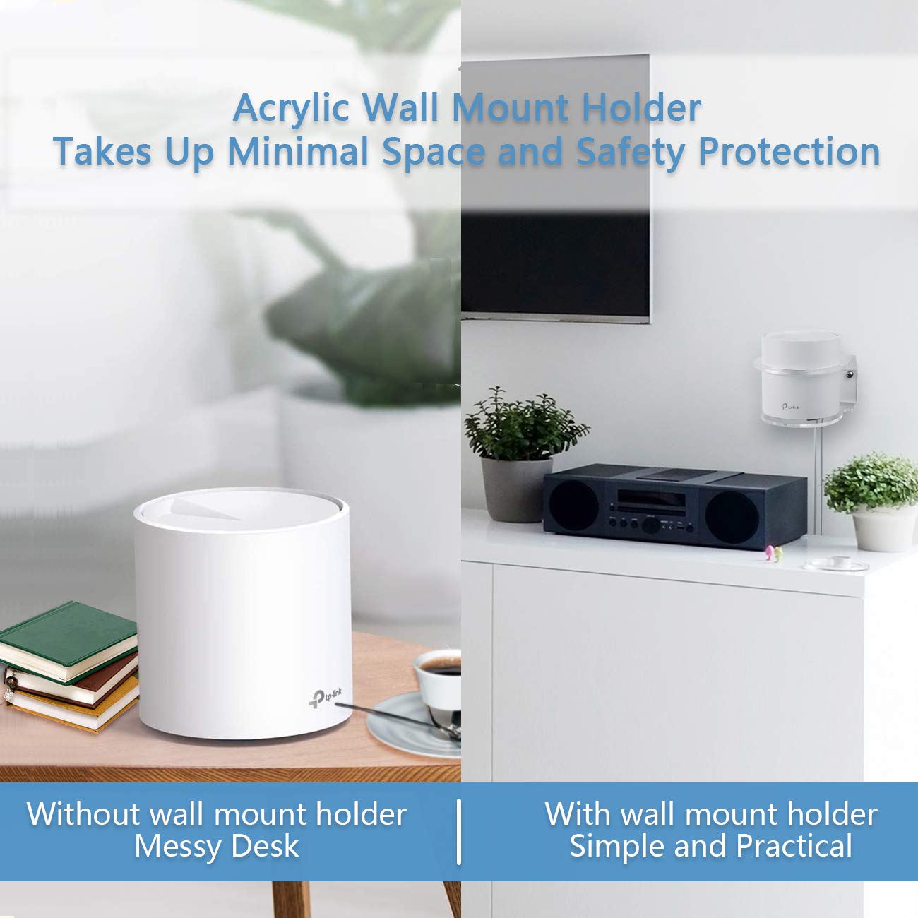VOMENC Wall Mount Holder for TP-Link Deco X20/X55/Pro/X60/X68 WiFi 6 Mesh WiFi (AX1800/AX3000/AX3600) Whole Home WiFi System, Sturdy Easy Moved Space Saving Wall Mount Holder (2Pack)