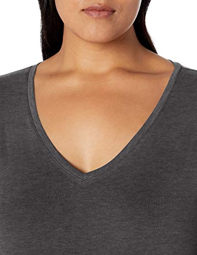 Amazon Essentials Women's Short-Sleeve V-Neck T-Shirt (Available in Plus Size), Charcoal Heather, 3X