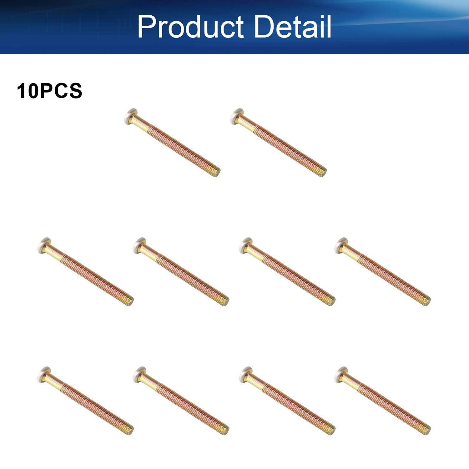 Yinpecly 10Pcs M8 × 75mm Carbon Steel Inner Hex Flat Head Screw Hex Socket Flat Head Screws Furniture Bolts Colorful Tone