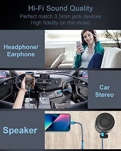 2-Pack Lightning to 3.5mm Aux Adapter, Headphone Adapter for Aux Cord [Apple MFI Certified] 3.5mm Jack Aux Audio Adapter Dongle for iPhone 14 13 12 11 Pro Max Plus Mini XR XS 8 iPad iPod