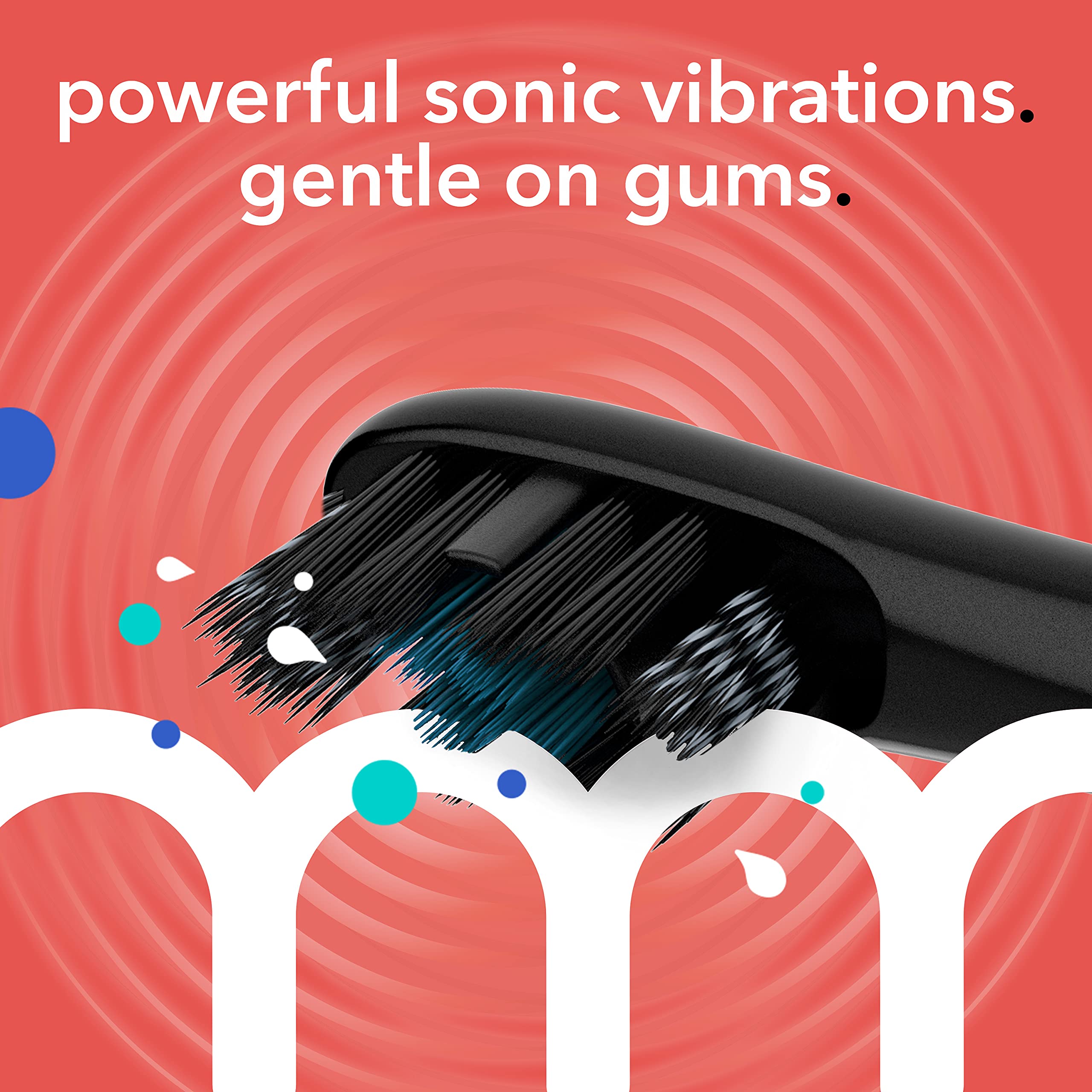 Colgate hum Black Electric Toothbrush for Adults, Starter Kit with Travel Case and Extra Refill Head, Rechargeable Smart Sonic Toothbrush, Black