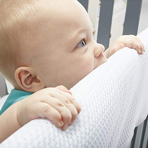 BreathableBaby Breathable Mesh Crib RailGuard Teething Cover — White — 27” Short Panels (2) — Fits Most Full-Size Cribs (Does Not Fit Mini Cribs) — Use with Coordinating Long Panel for Extra Coverage