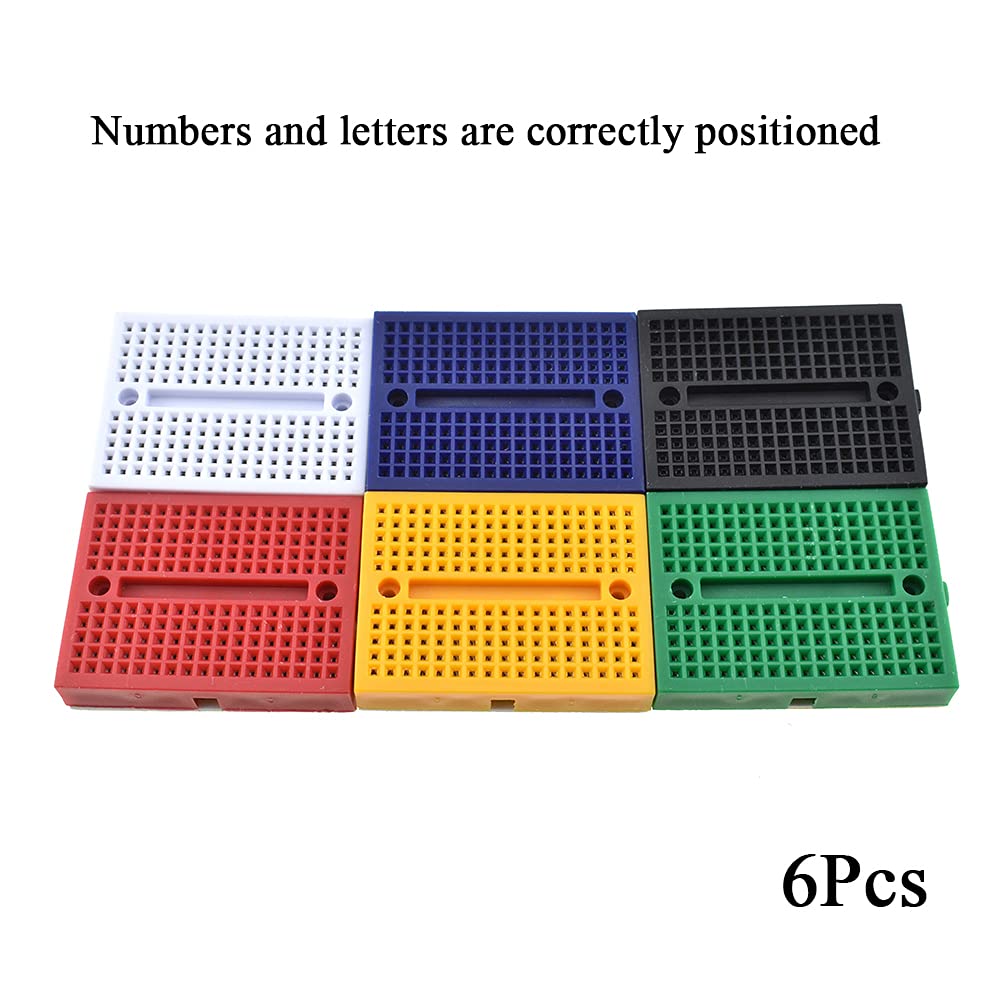 Hahiyo PCB Board Breadborad 170 Point Solderless Lay Flat Large Pitch Hole Firmly Hold Pin Snug Insert No Warp Wobble Springy Contact Point Adhesive Back for Proto Shield Electronics Blocks 6pcs