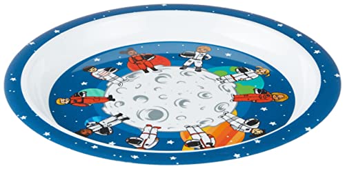 Colorfull Plates 3 Piece Kids Dinnerware Set, Space Themed, BPA-Free Melamine, Multicolor, Toddler Feeding Set