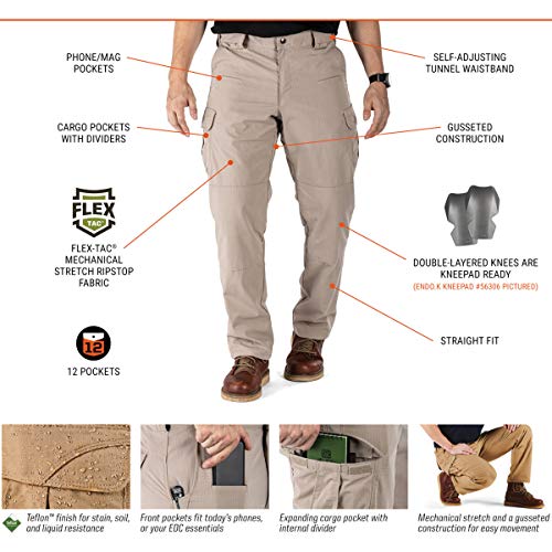 5.11 Men's Stryke Tactical Cargo Pant with Flex-Tac, Style 74369, Black, 36W x 32L