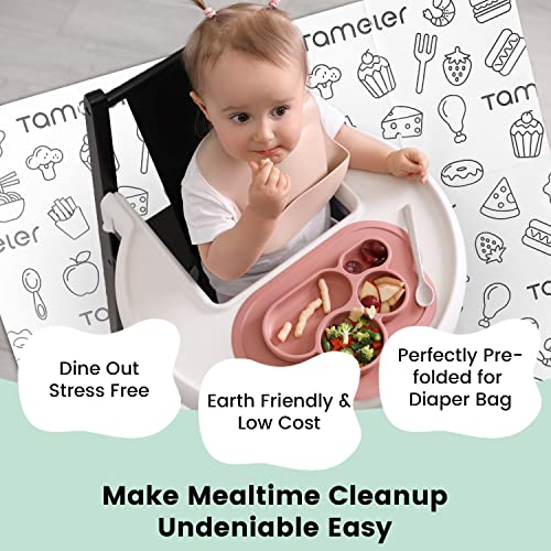 30 Pack Baby Splat Mat Under High Chair, 35'' x43'' Waterproof and Disposable Splash Mats, High Chair mat for Floor, Baby Led Weaning Supplies, Biodegradable, Compostable