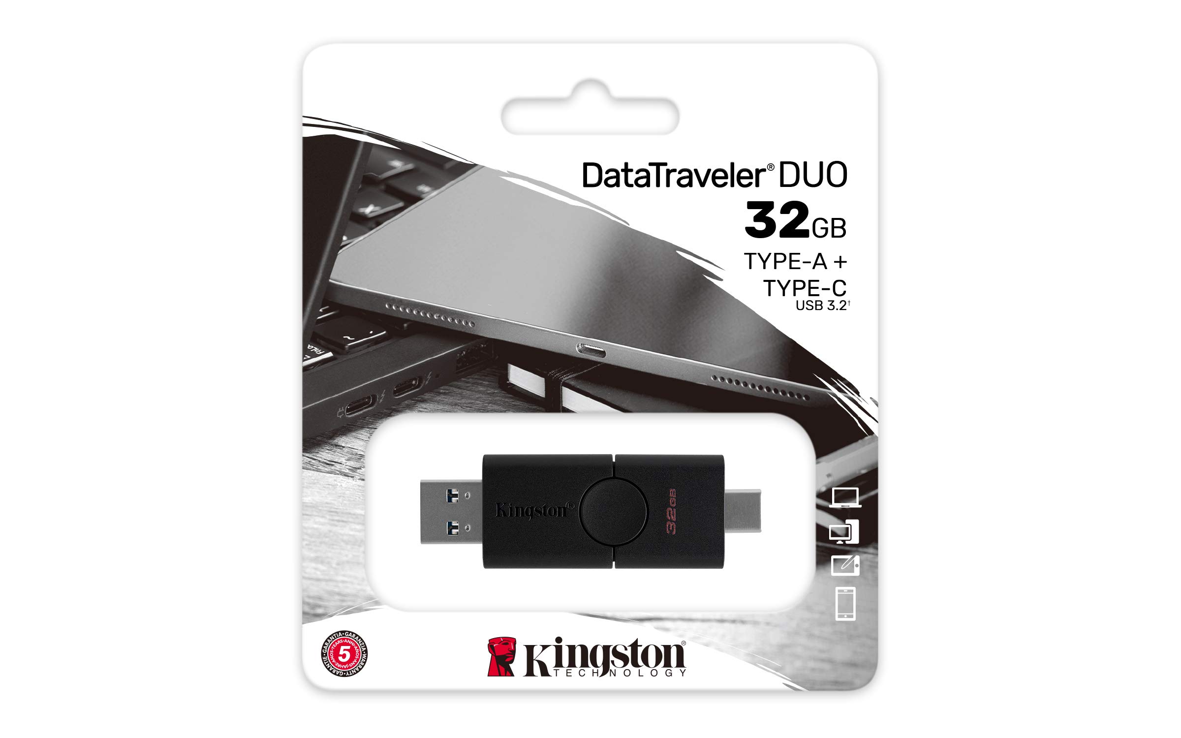 Kingston DataTraveler Duo 32GB USB-A and USB-C Dual Connector Flash Drive (DTDE/32GBCR)