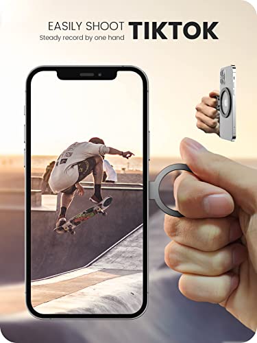 A-LuGei【Removable Wireless Charging】 MagSafe Ring, 【Foldable & Detachable】 Magnetic Cell Phone Ring Holder Finger Kickstand, 【14 Strong Magnets】 Phone Holder for Hand Mag Safe iPhone Ring Holder Grip