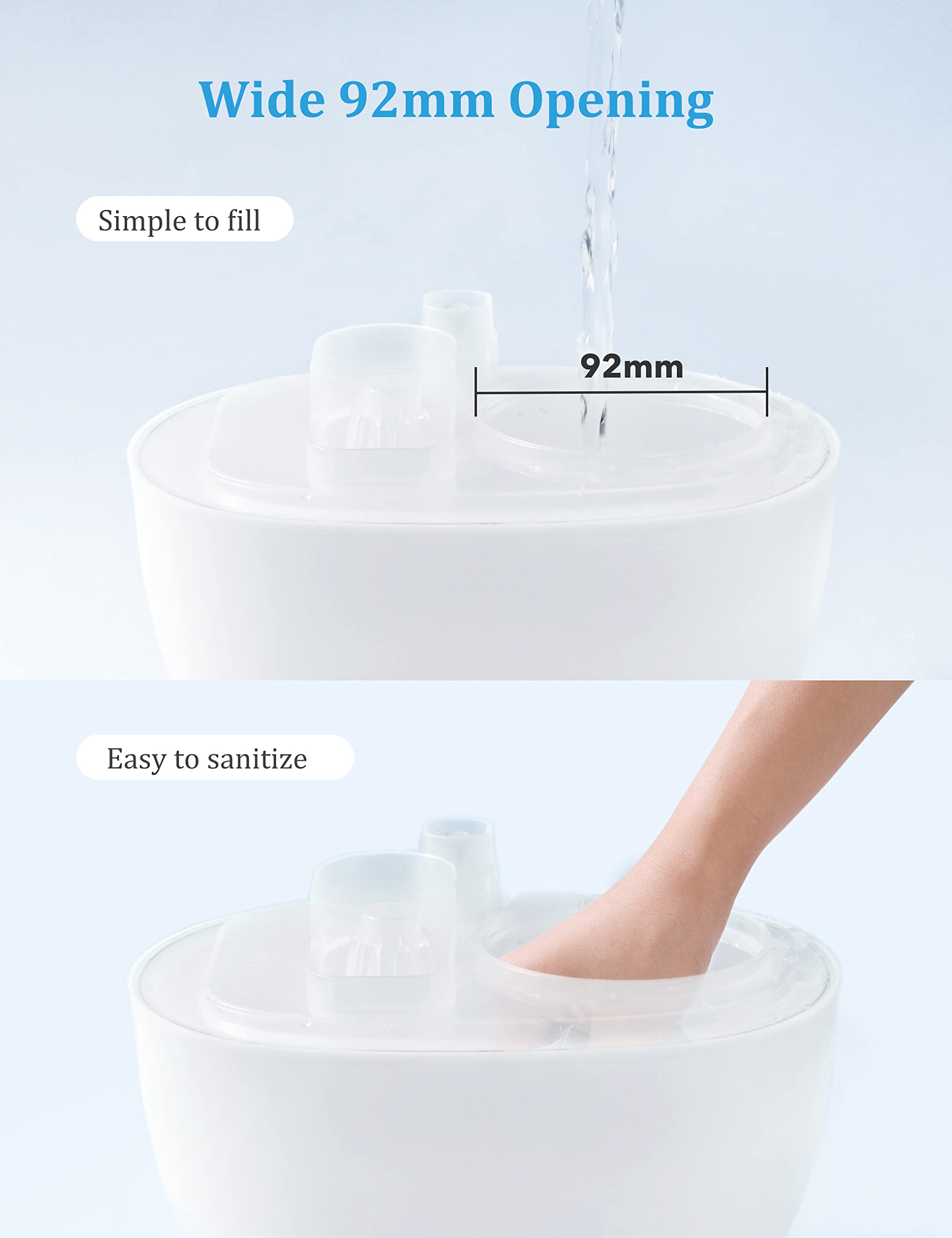 2.5 L Small Humidifiers for Bedroom Kids, Nursery, 26dB Quiet Ultrasonic Cool Mist Humidifiers for Baby, 3-IN-1 Air Humidifier with Essential Oils, Easy Clean, Night Light, Plant, Auto Shut-Off, 30H