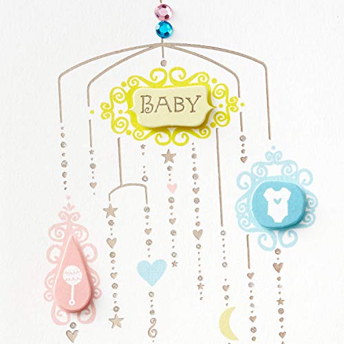 Hallmark Pack of 2 Baby Shower Cards (Baby Girl Lambs and Gender Neutral Mobile)
