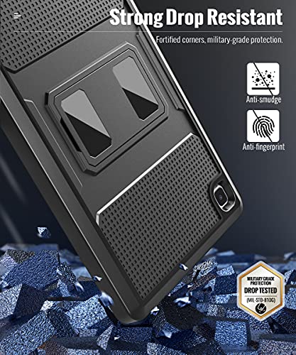MoKo Case Fit Samsung Galaxy Tab A7 Lite 8.7-Inch 2021 (SM-T225/T220/T227), Shockproof Full Body Rugged Stand Back Cover Built-in Screen Protector Fit Galaxy Tab A7 Lite 8.7" 2021, Black