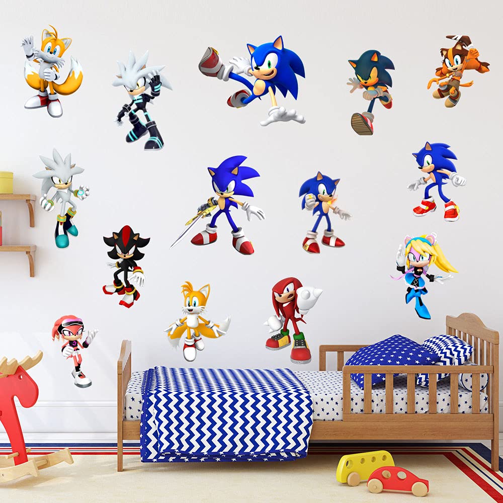 Sonic Wall Sticker Children's Cartoon Bedroom Background Wall Decoration Self-Adhesive Wall Sticker PVC