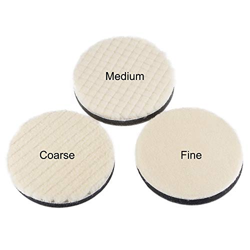 uxcell 2" Wool Felt Sponge Polishing Pad Hook and Loop Buffing Wheel Medium Polishing for Orbital Polisher Buffer 4 Pcs