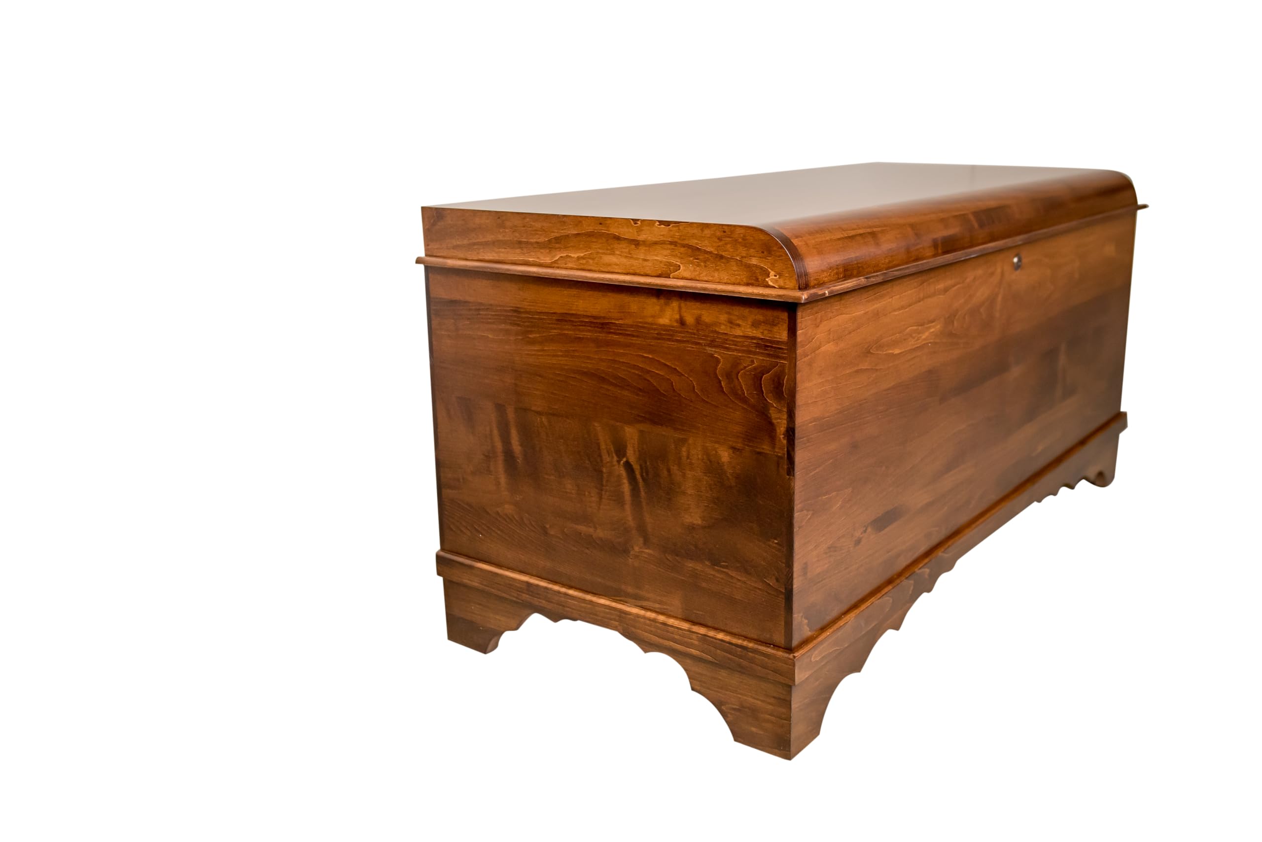 46" Cedar Hope Chest with Waterfall Top β Amish Cedar Chest w/Anti-Slam Hinges β Hope Chest with lock β Blanket Chest - Trunks for Blankets (Rustic Quartersawn Oak Wood, Asbury Stain, 46" Long)
