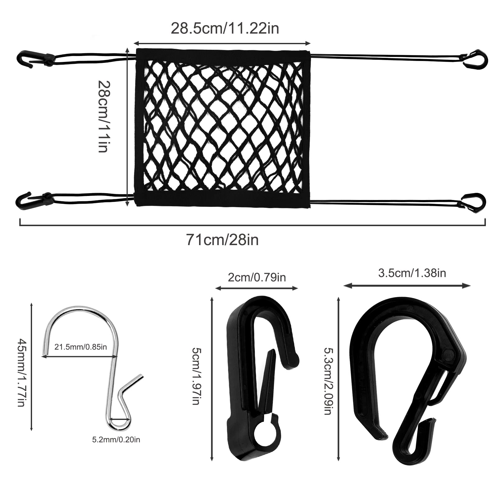 2 Pack Motorcycle Cargo Net, Motorcycle Bungee Cargo Net 10.3"X15.4" Helmet Net Small Luggage Rack High-Elastic Double Layer Bungee Net Thicken Net with Adjustable Metal Hooks for Motorcycle Bike ATV