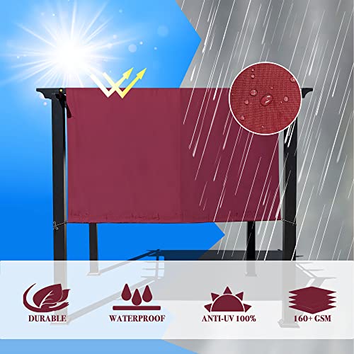 Alion Home Universal Waterproof Pergola Shade Cover β Pergola Replacement Canopy β Outdoor Adjustable Shade Cover with Heavy Duty Weighted Metal Rods (16' x 7', Burgundy Red)