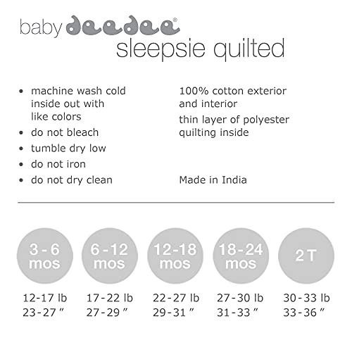 baby deedee Sleepsie Cotton Quilted Footie Pajama, Heather Gray/Mauve, 12-18 Months, (527)