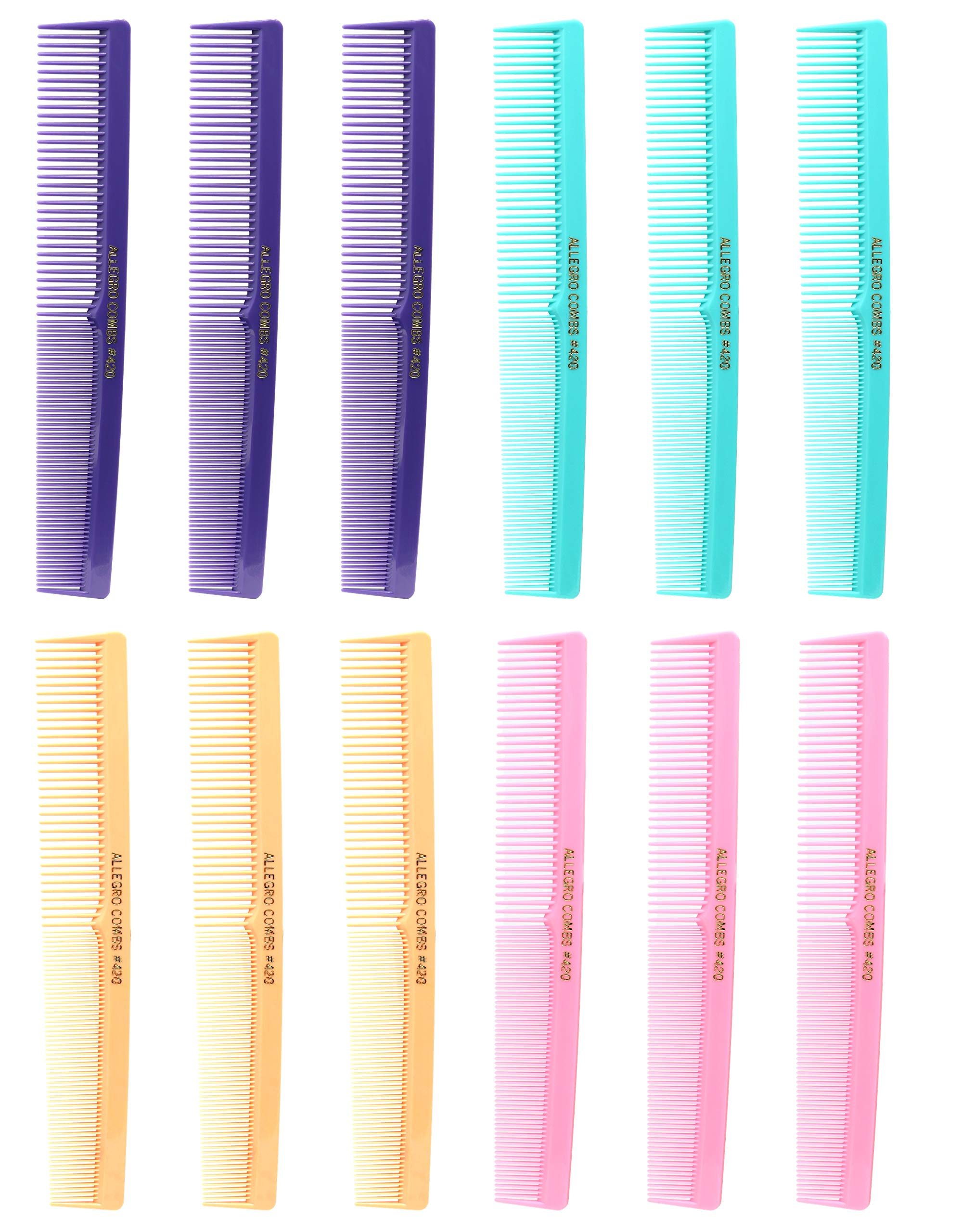 Allegro Combs #420 Hair Combs Barber Comb Beard Comb Combs For Women Mustache Comb Pocket Comb Set 12 Units