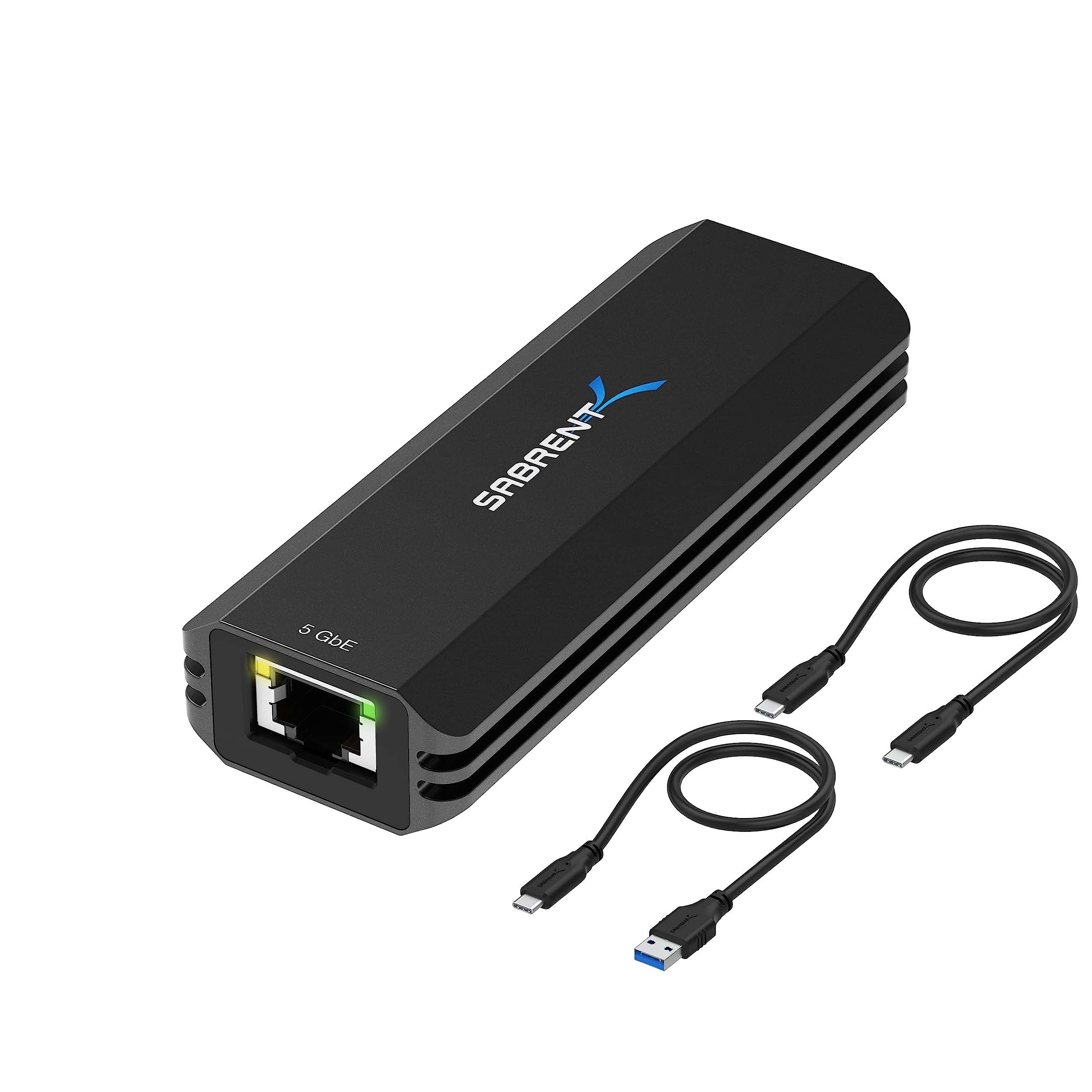 SABRENT USB Type-A or Type-C to 5-Gigabit Ethernet Adapter [10/100/1000/2500/5000 Mbps] (NT-SS5G)