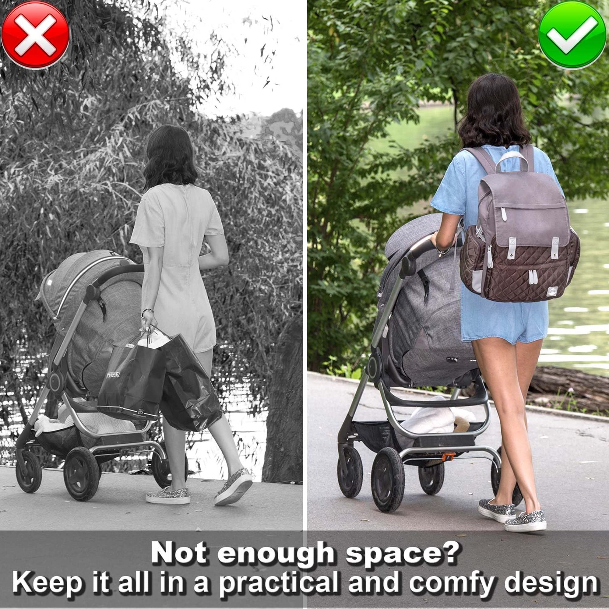 Baby Diaper Bag Backpack with Waterproof Changing Pad Ideal for Mom and Dad,Large Multifunctional Nappy Changing and Travel Bag For Boys and Girls with Stroller Connector and Laptop/Tablet Pockets