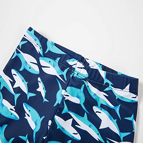 Baby Toddler Boys Two Pieces Swimsuit Set Long Sleeve Shark Bathing Suit Rash Guards Swimwear with Hat UPF 50+ (Navy Shark, 9 Months, 9_months)